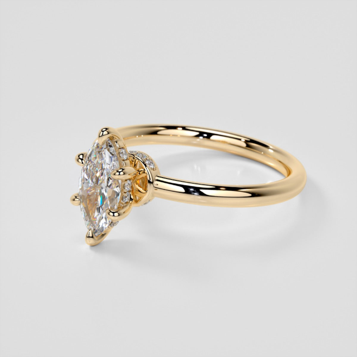 Lab Grown Diamond Marquise Cut Hidden Halo Engagement Ring – Agape Diamonds