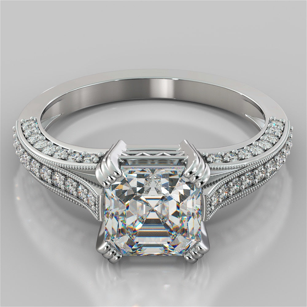 Agape Lab Simulated 2.50Ct Asscher Cut Engagement Ring – Agape Diamonds