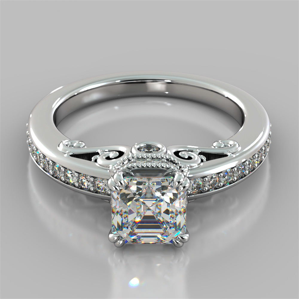 1.5Ct Asscher Cut Lab Grown Diamond G-Color VS1 Engagement Ring in 18K ...