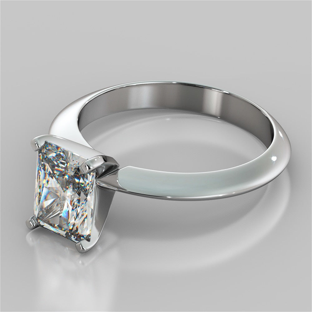 Agape Simulated Radiant Cut Tiffany Style Engagement Ring – Agape Diamonds