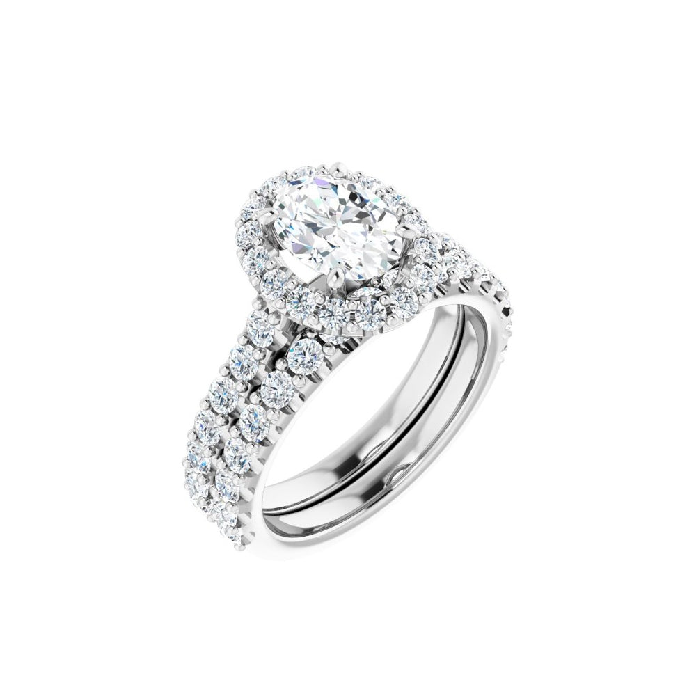 1.81CTW Oval Cut Halo Lab Grown Diamond Engagement Ring – Agape Diamonds